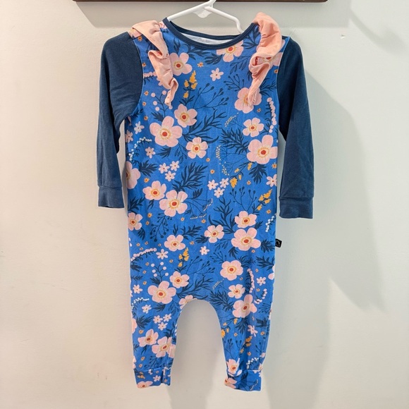 Rags to Raches | One Pieces | Rags Long Sleeve Blue Pink Floral Ruffle One Piece Jumpsuit 824 ...
